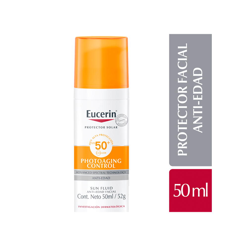 Protector Solar Eucerin Anti-Edad FPS 50 Sun Fluid Facial - 50ml ...
